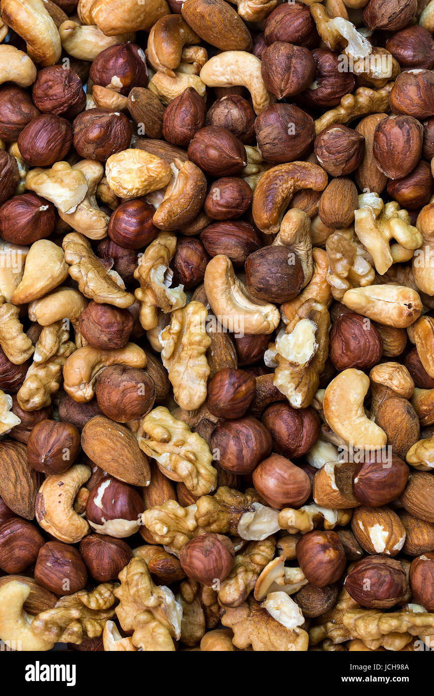 Background mix nuts close up shot Stock Photo - Alamy