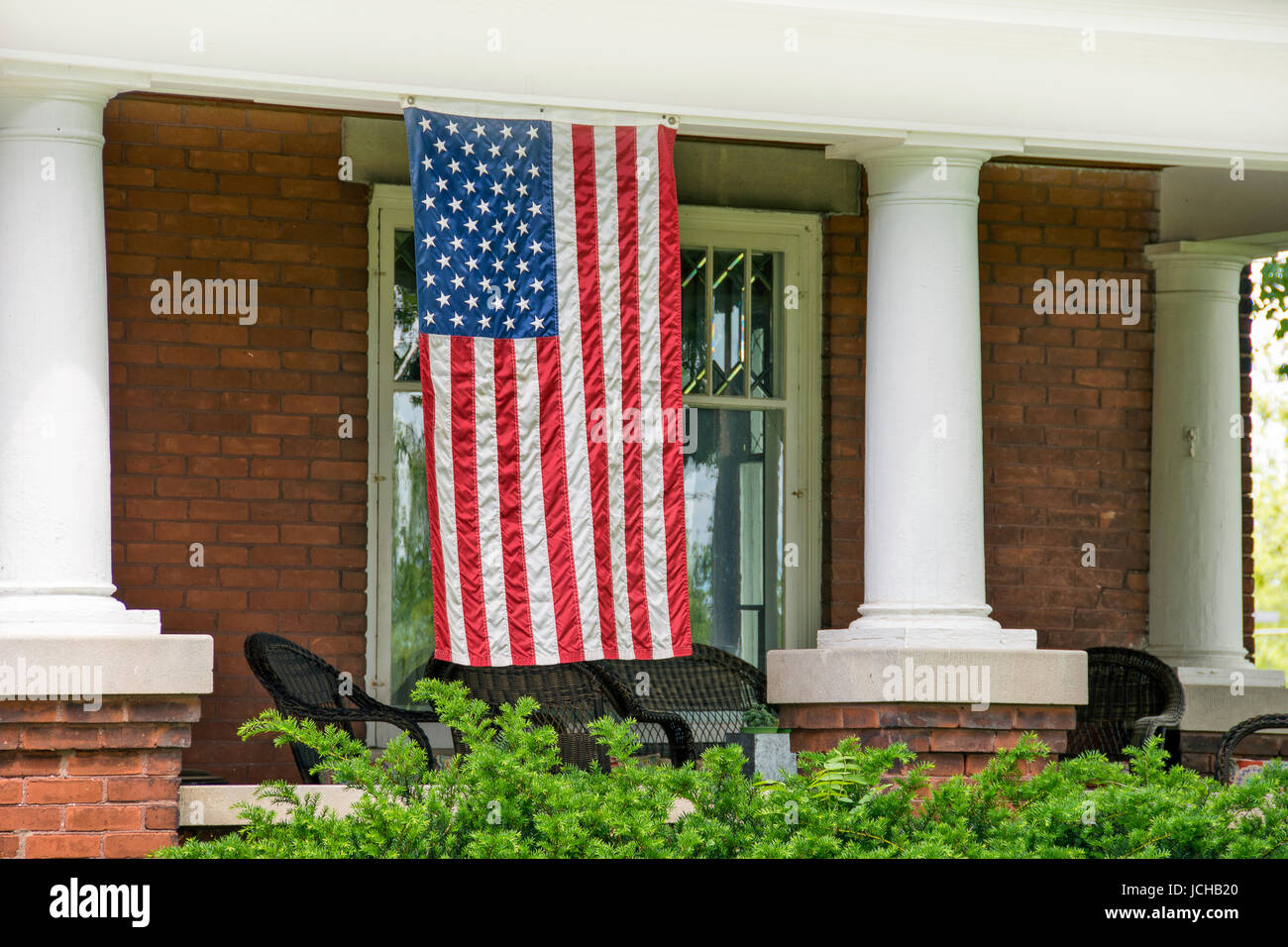 American flag on front porch High Resolution Stock Photography and ...