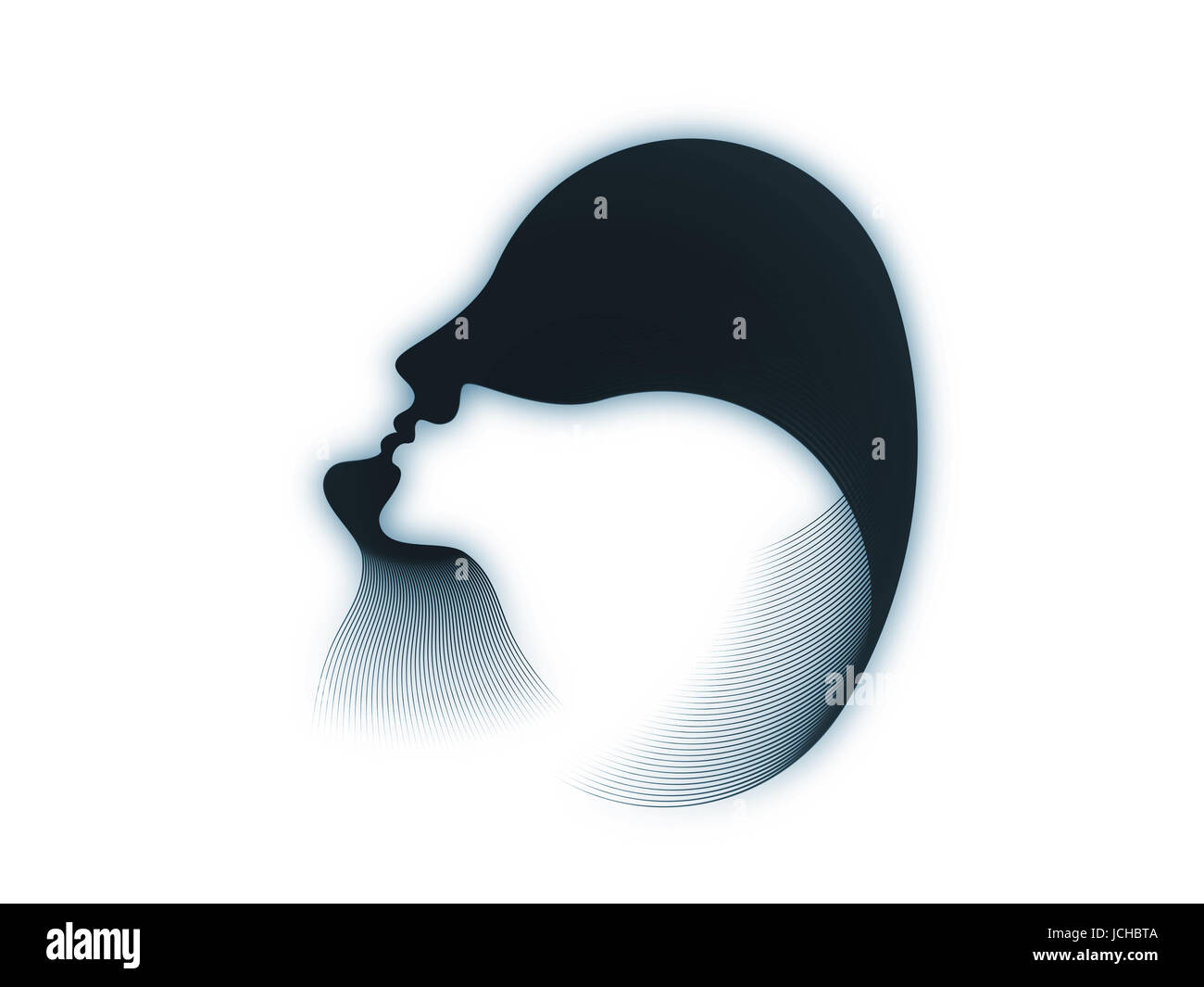 Geometry of Soul series. Abstract arrangement of profile lines of human ...