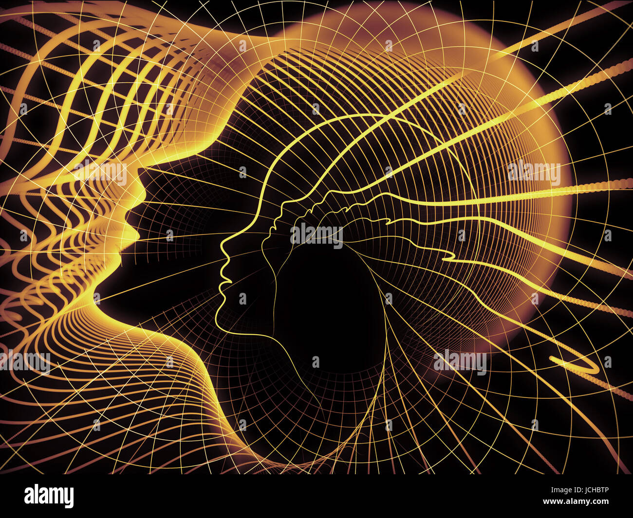 Geometry of Soul series. Abstract design made of profile lines of human ...