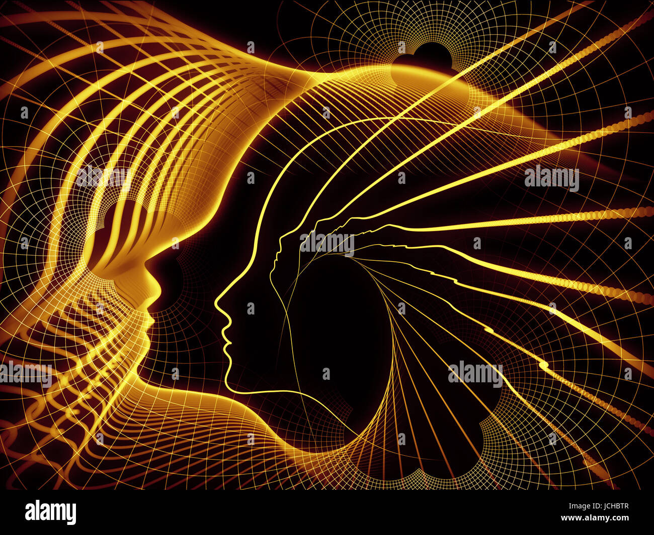Geometry of Soul series. Arrangement of profile lines of human head on ...