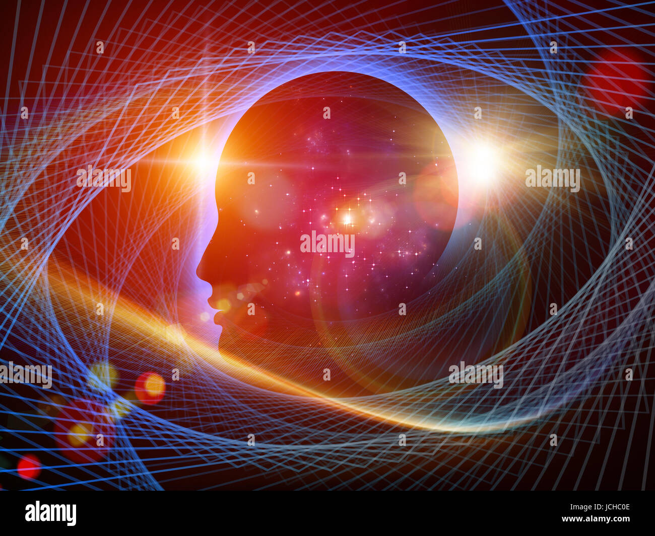 Mind Geometry series. Backdrop of Human profile, math and design ...