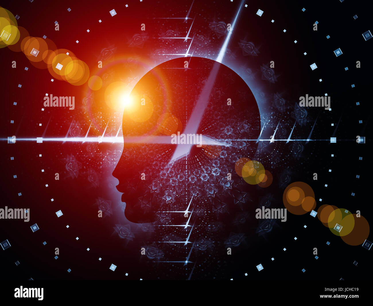 Mind Time series. Graphic composition of Human profile, clock and ...