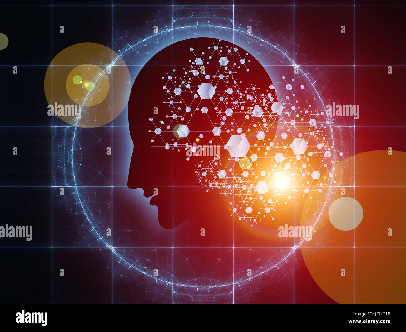 Mind Geometry series. Arrangement of Human profile, math and design ...