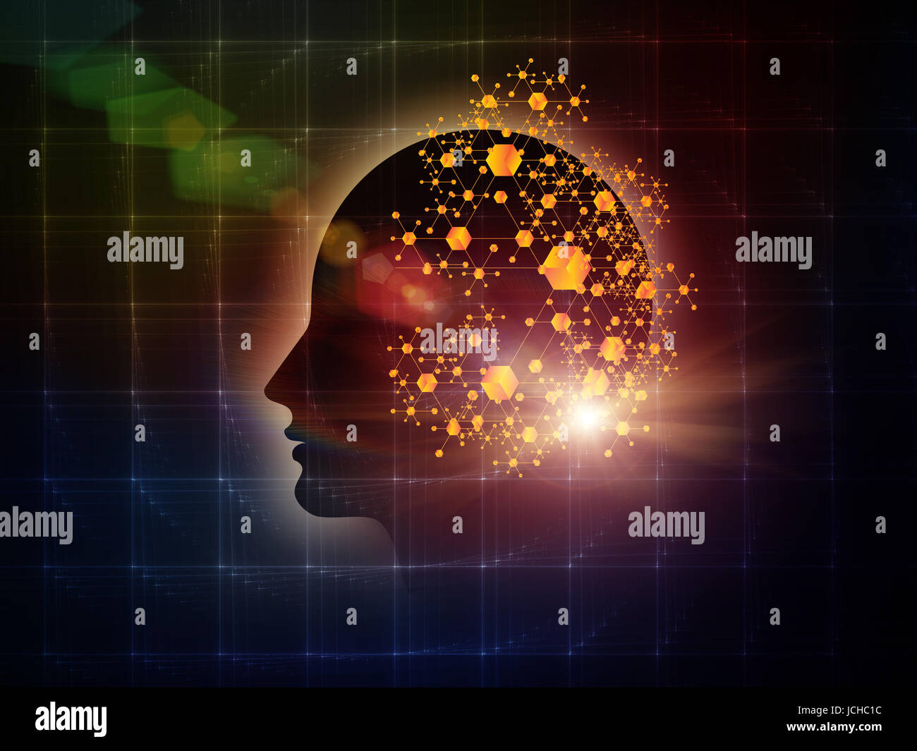Mind Geometry series. Arrangement of Human profile, math and design ...