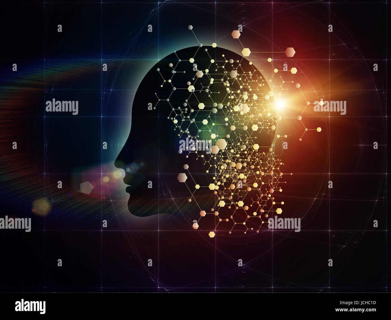 Mind Geometry series. Arrangement of Human profile, math and design ...
