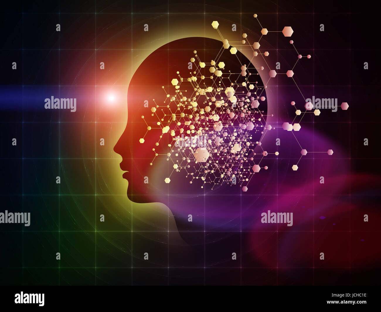 Mind Geometry series. Composition of Human profile, math and design ...