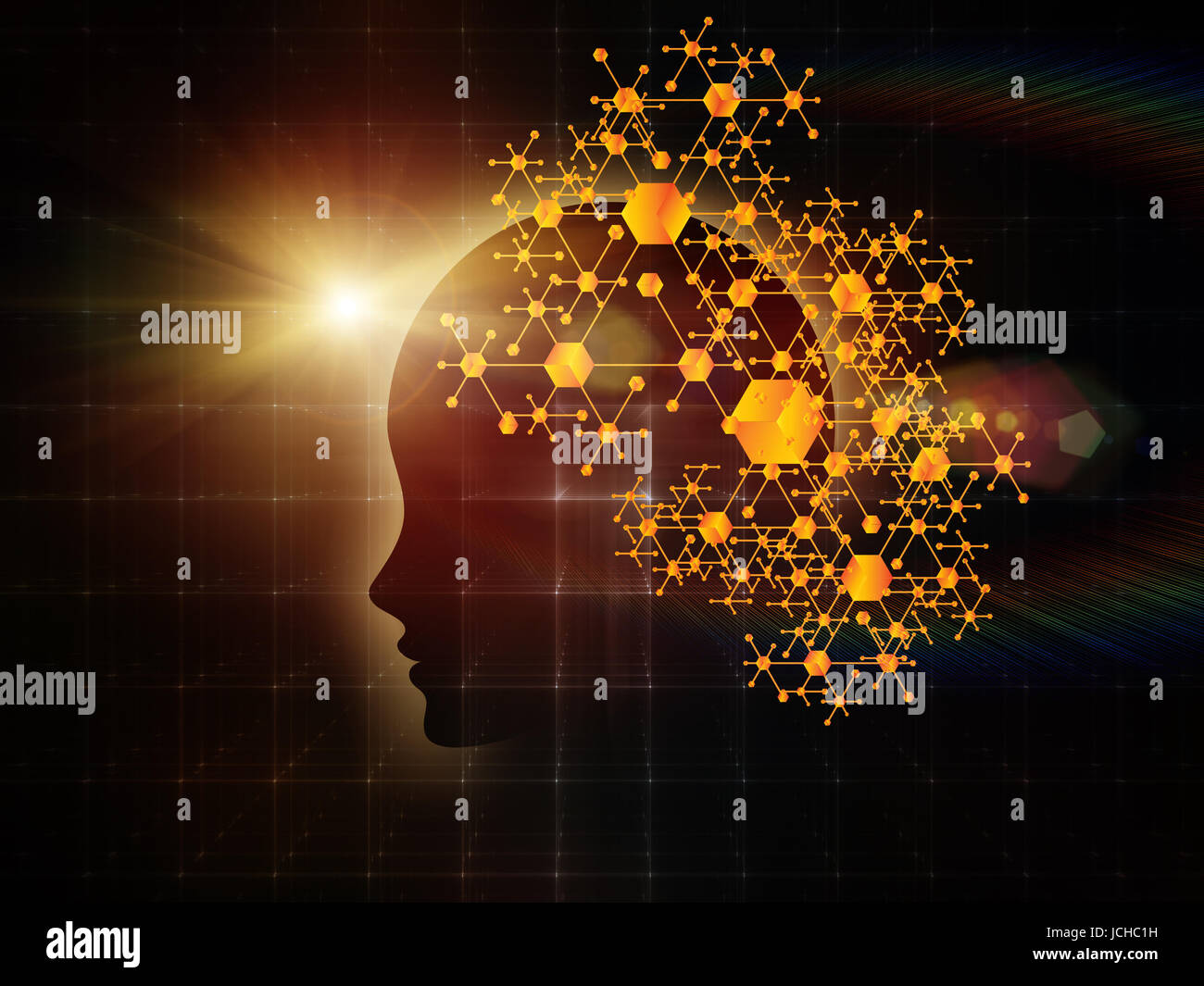 Mind Geometry series. Composition of Human profile, math and design ...