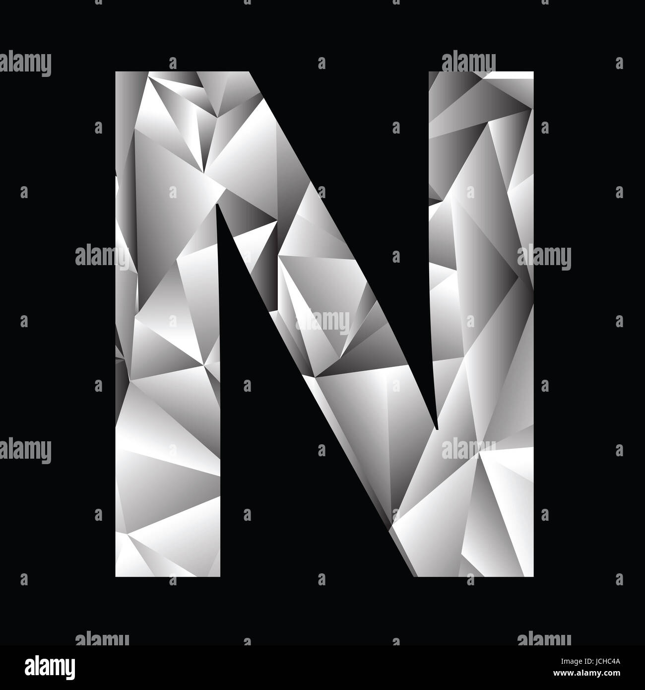 illustration with crystal letter N on a black background Stock Photo ...