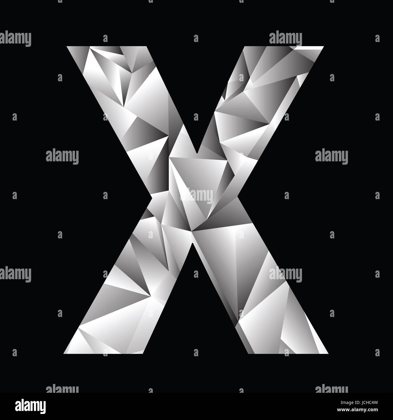 illustration with crystal letter X on a black background Stock Photo ...