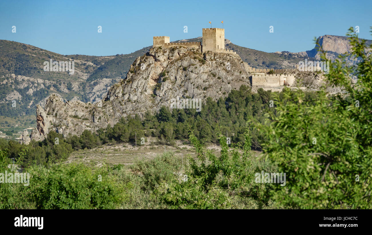 Profile view of the castle of Sax, a fortress of century XV over big ...
