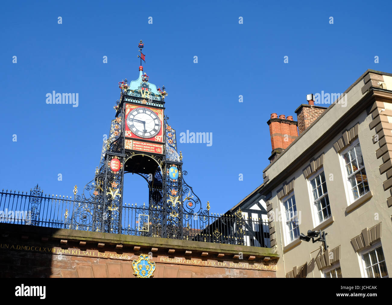 Eastgate clock in the centre of Chester, UK Stock Photo - Alamy