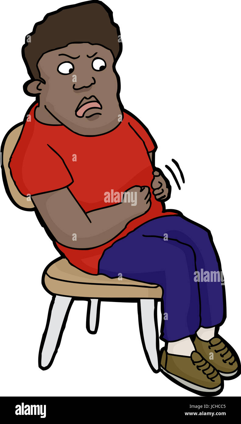 Angry and agitated young man sitting in chair Stock Photo - Alamy