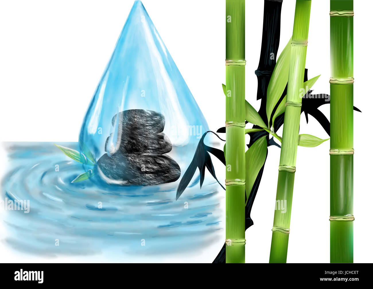 calm of zen. zen stones and bamboo isolated on white background Stock ...