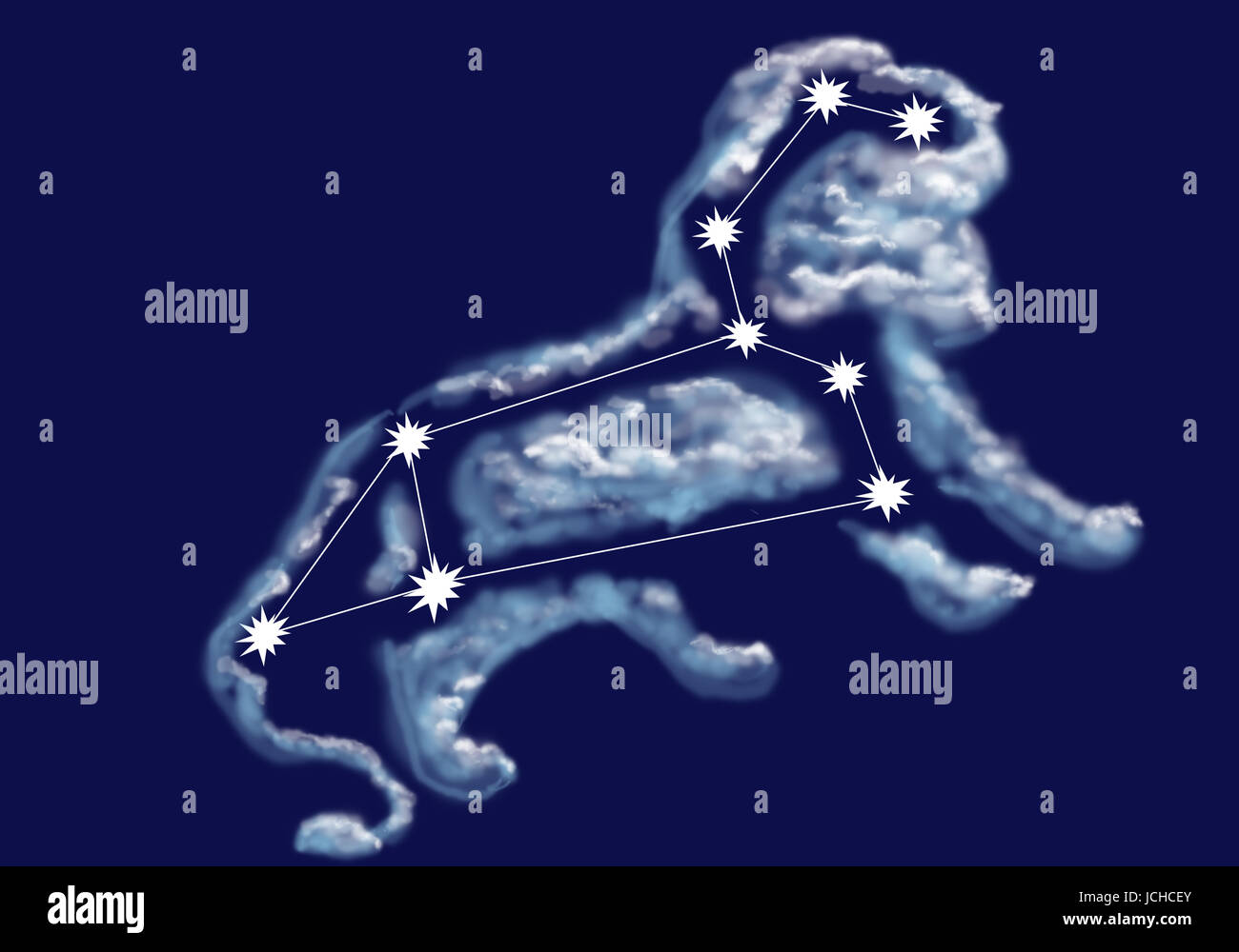 leo. abstract zodiac sign on blue background Stock Photo - Alamy