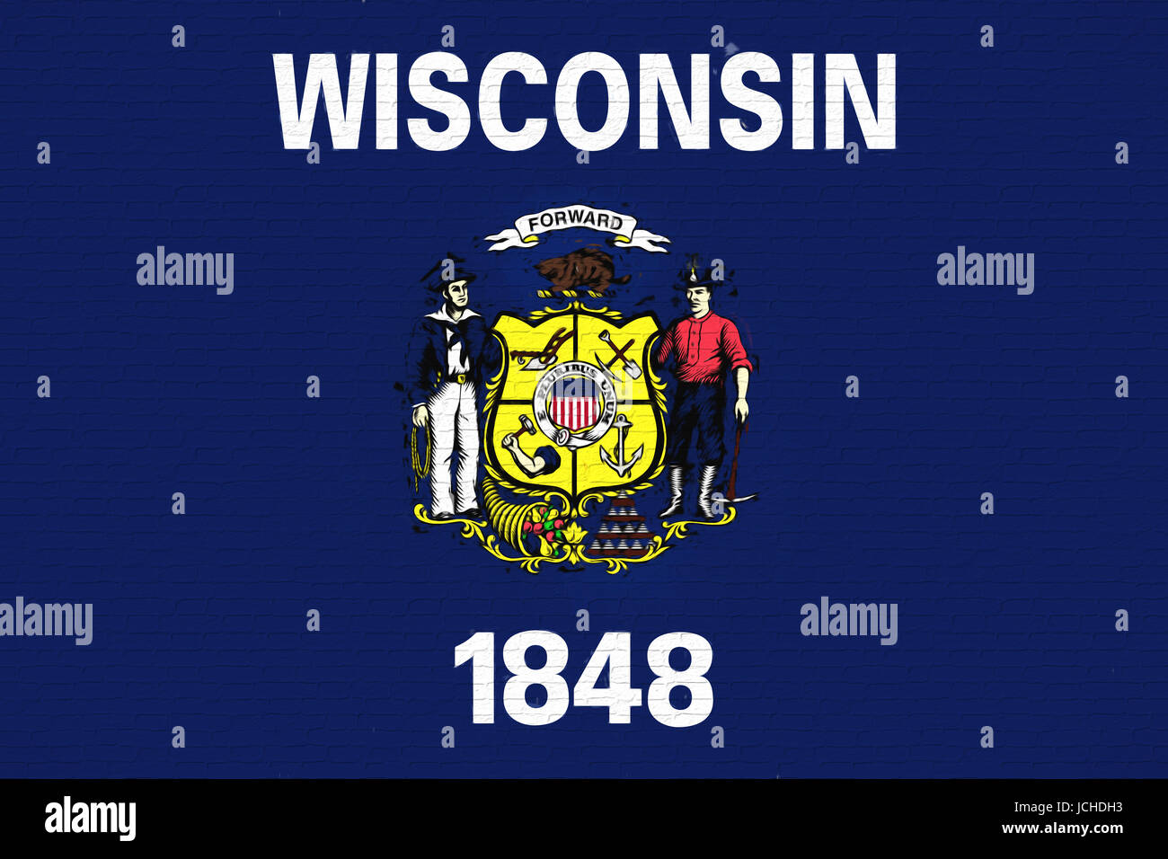 Illustration of the flag of Wisconsin state in America looking like it ...