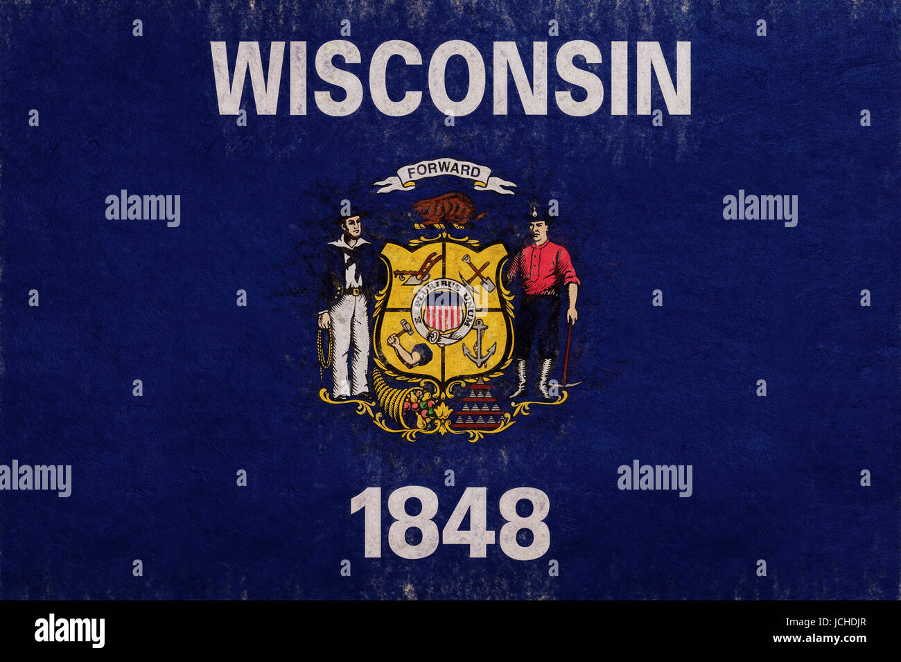Illustration of the flag of Wisconsin state in America with a grunge ...