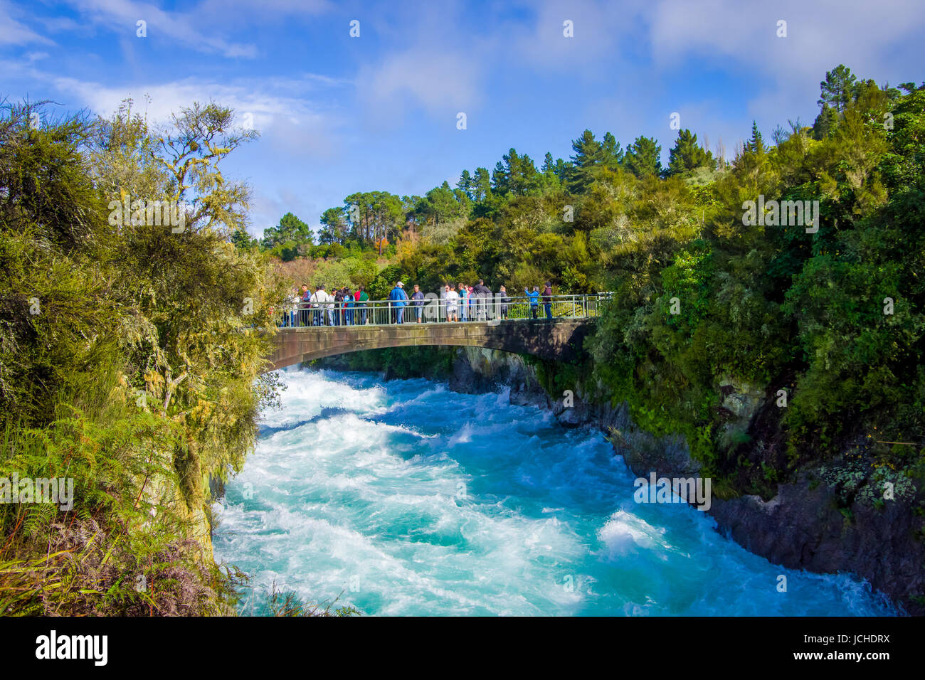 A crown of people over the bridge enjoying the view of the powerful ...