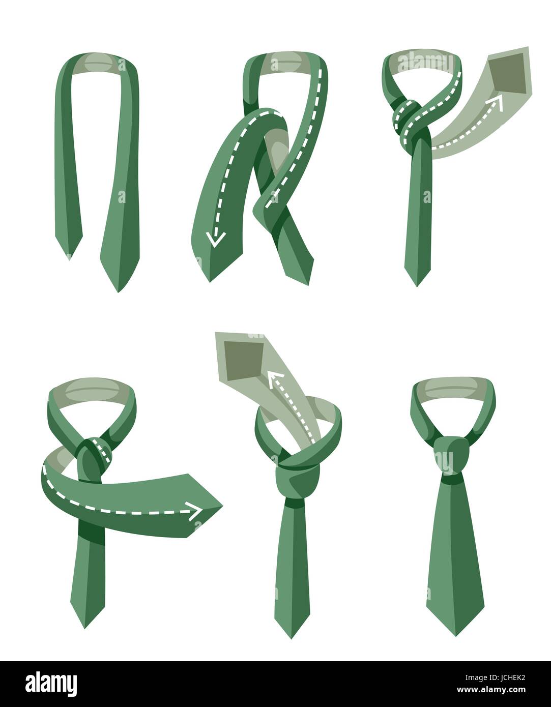 How to tie a tie on the turquoise background of the steps. Vector ...