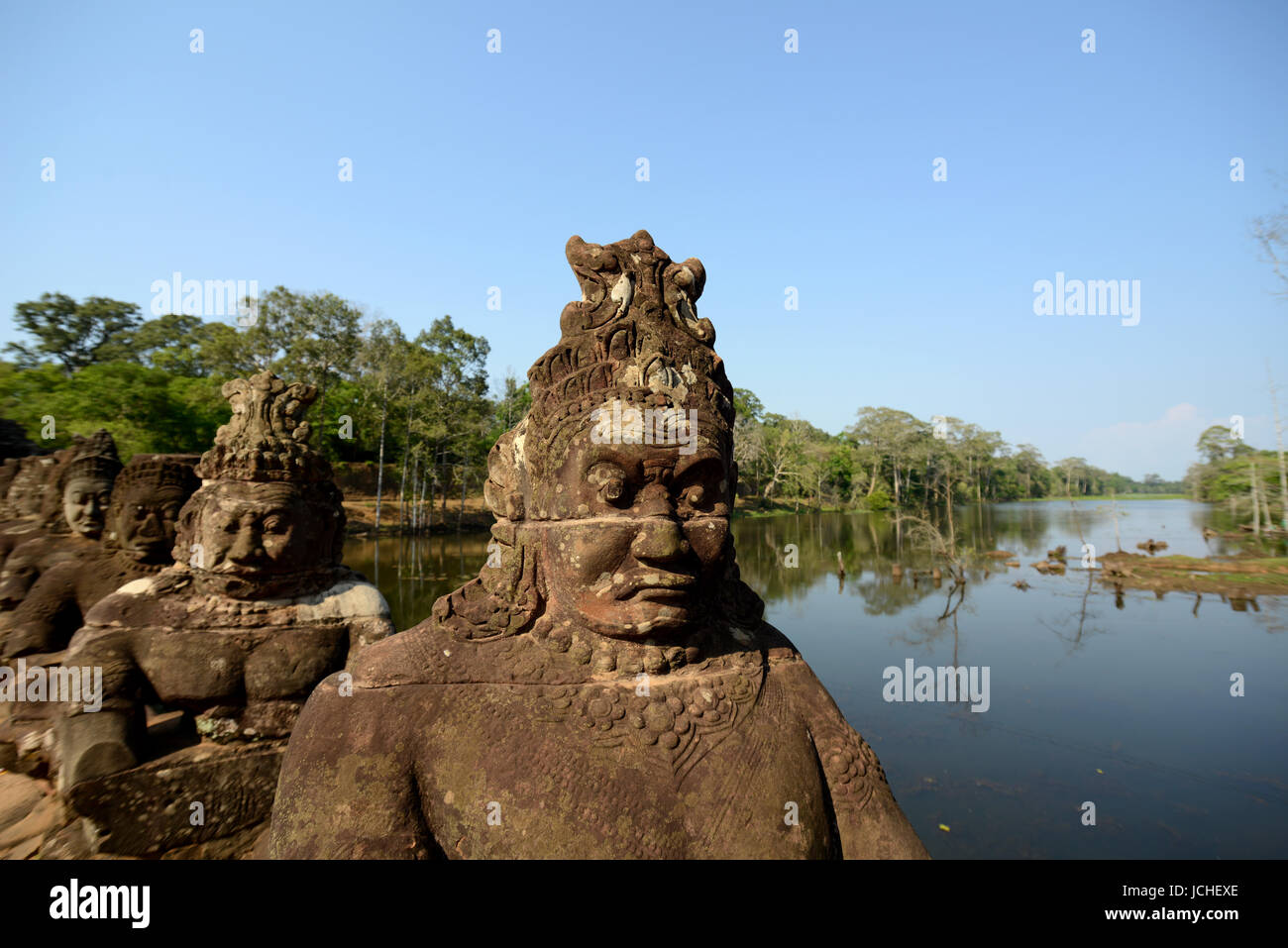 The Bridge at the Angkor Tom Gate in the Temple City of Angkor near the ...