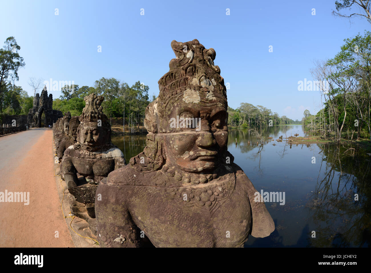 The Bridge at the Angkor Tom Gate in the Temple City of Angkor near the ...