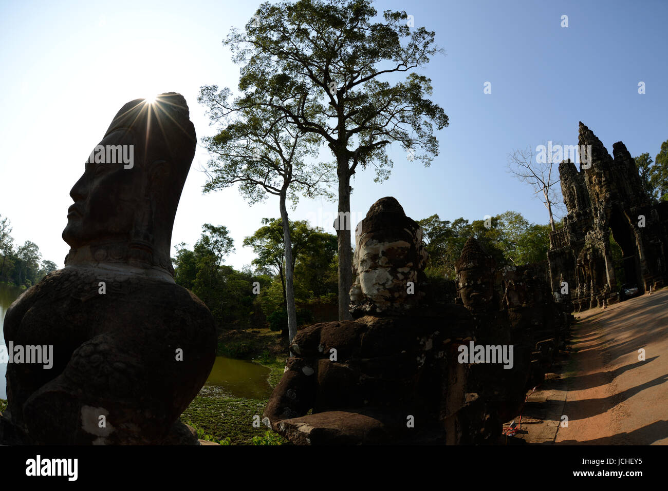 The Bridge at the Angkor Tom Gate in the Temple City of Angkor near the ...