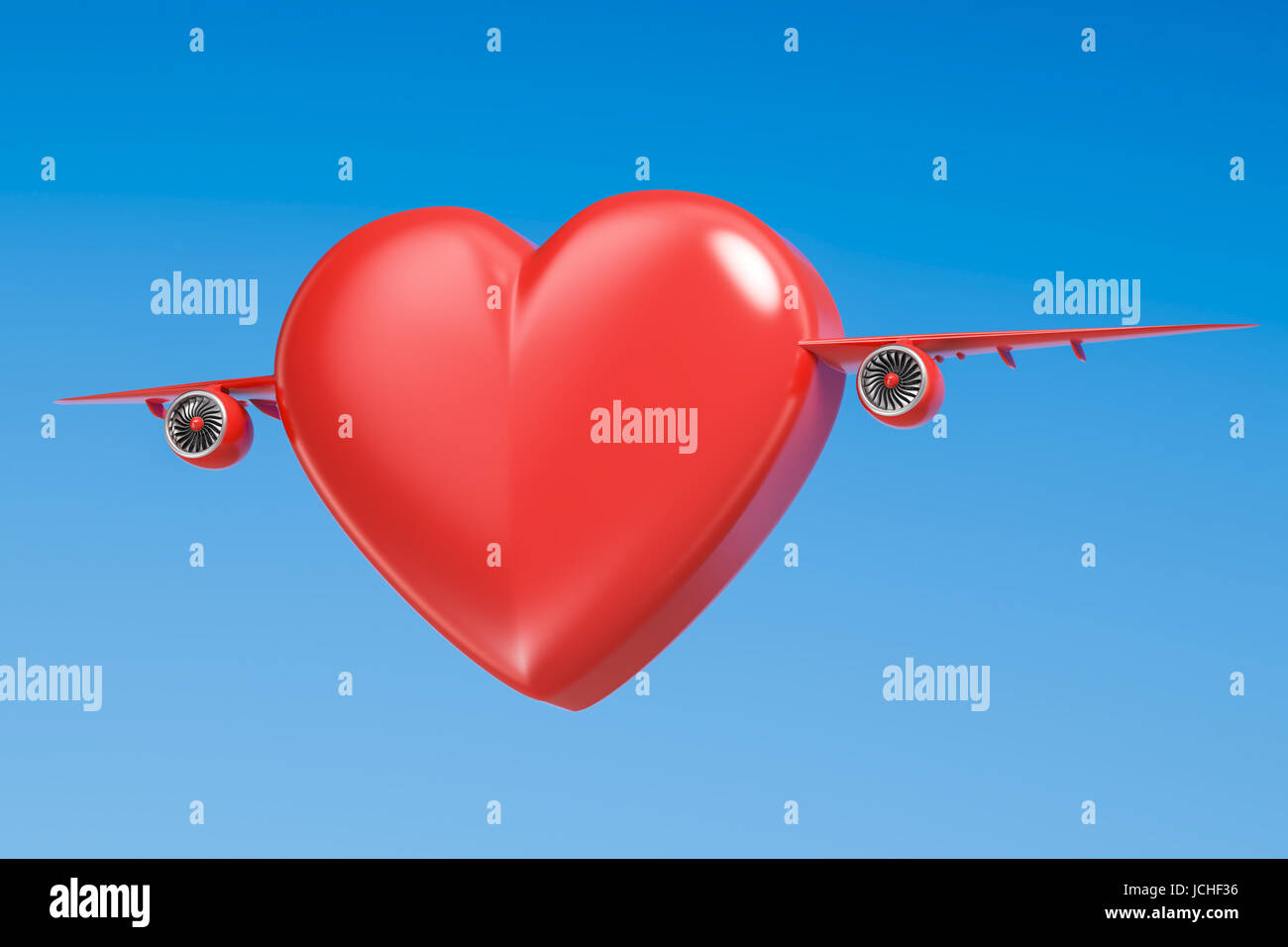 Red heart with airplane wings, 3D rendering Stock Photo - Alamy