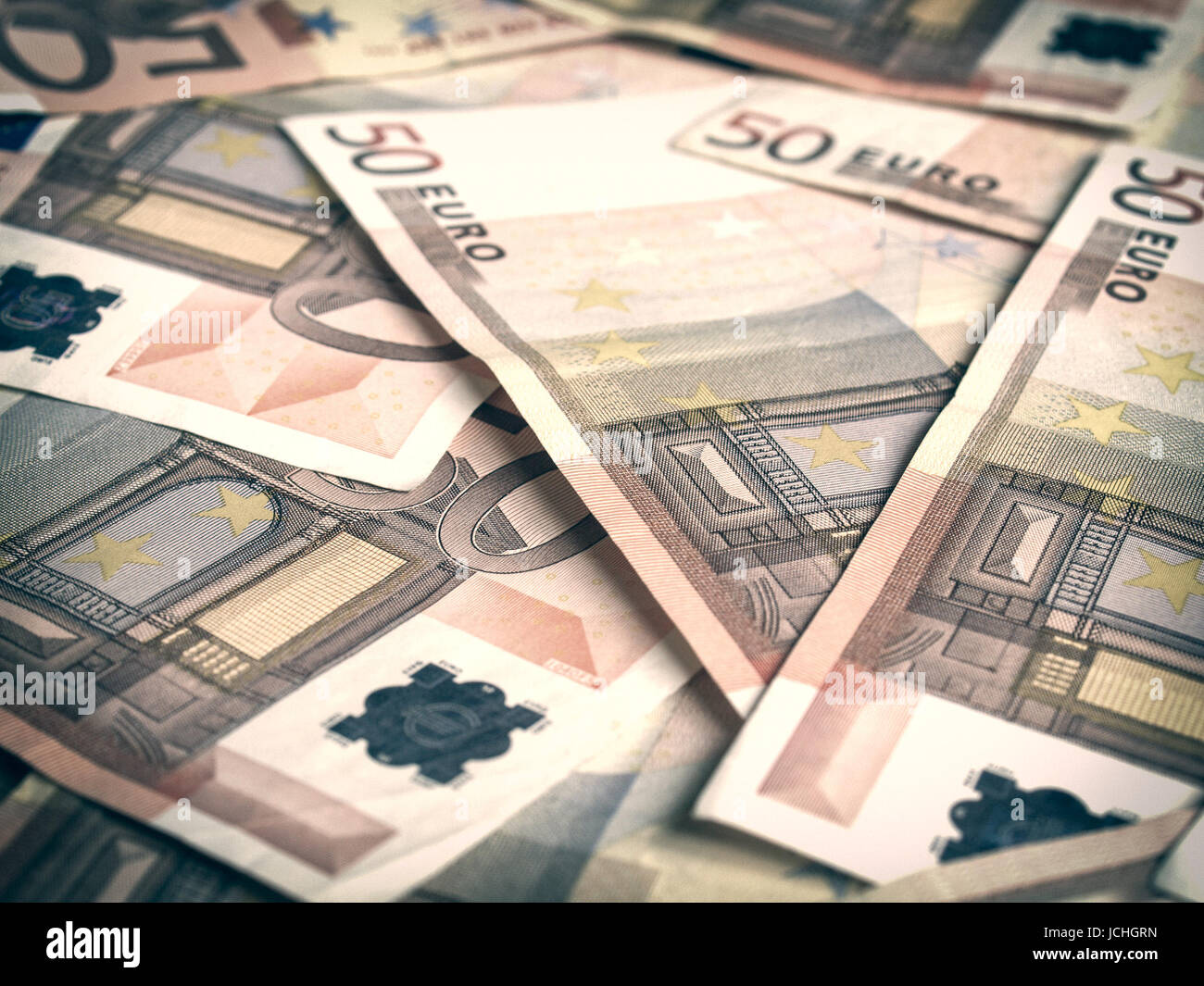 Vintage looking Range of 50 Euro banknotes useful as a background Stock ...