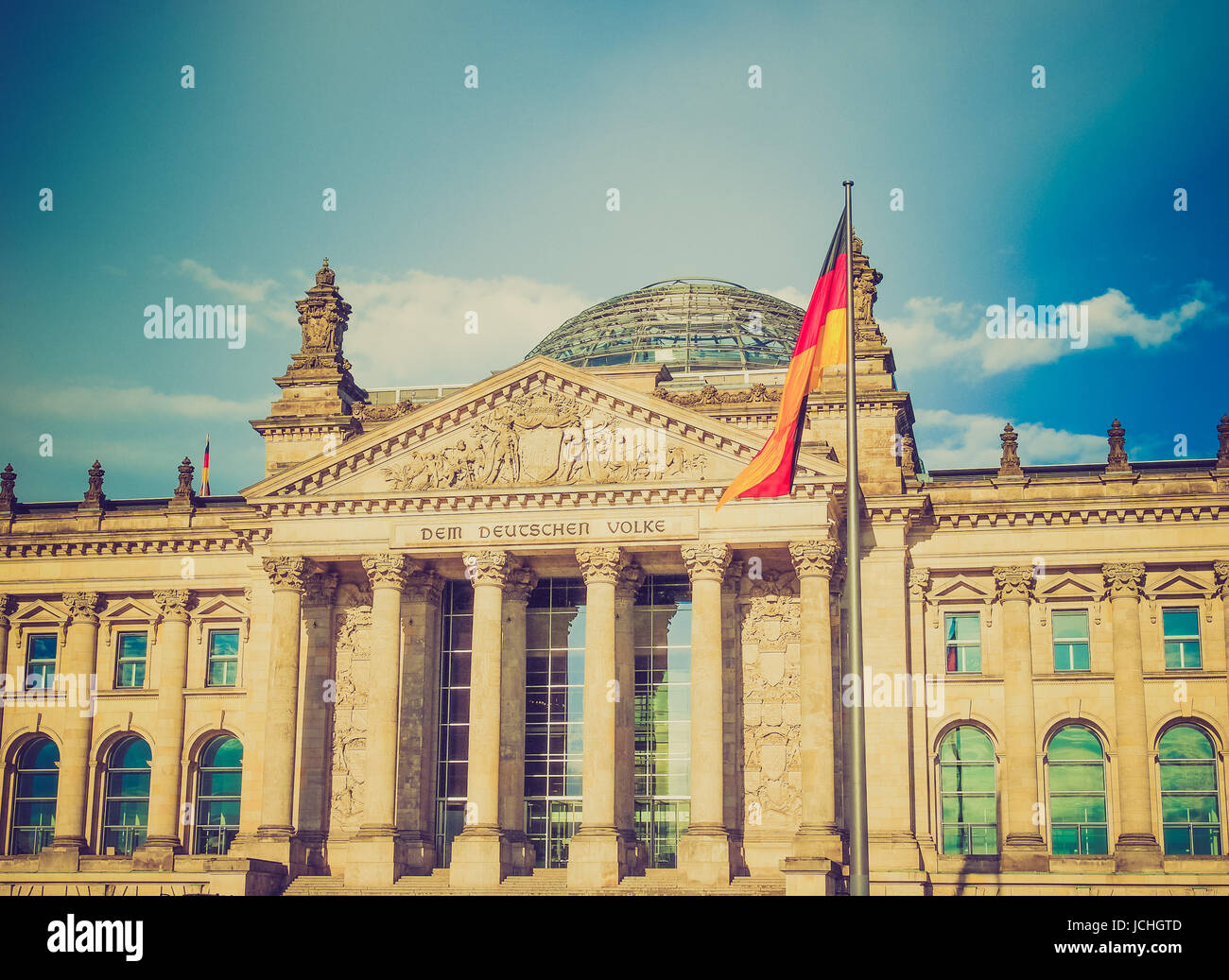 Vintage looking Reichstag German houses of parliament in Berlin Germany ...