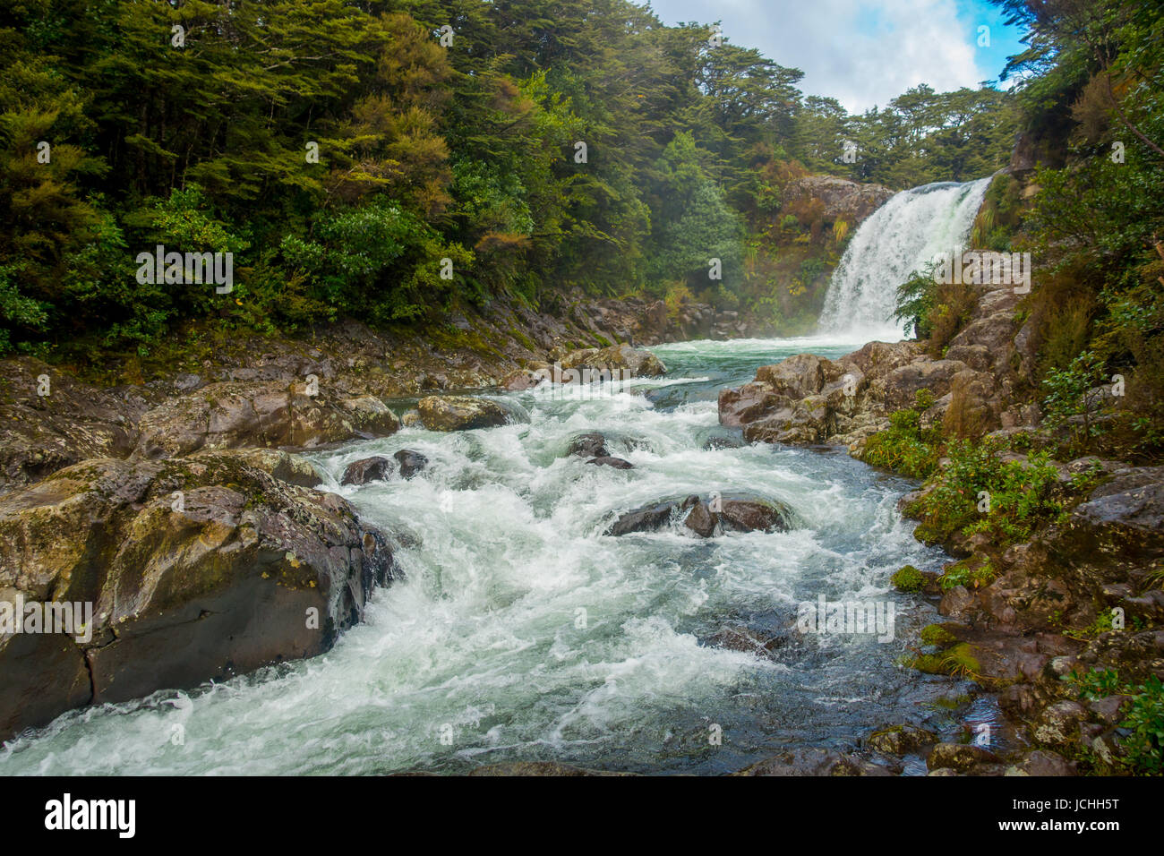 Tawhai Falls in Tongariro National Park, on the North Island, New ...