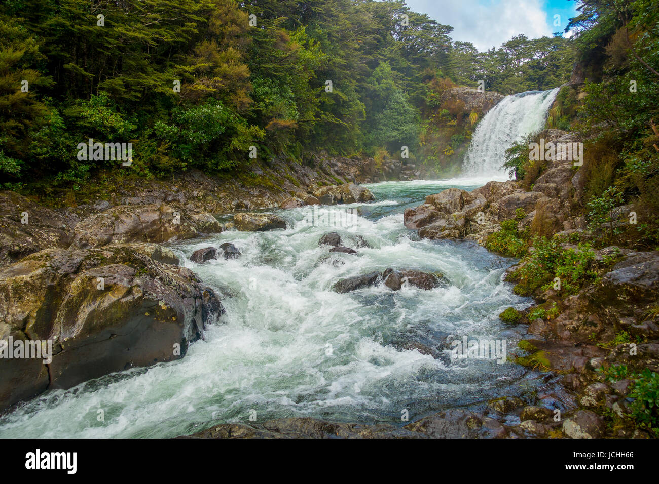 Tawhai Falls in Tongariro National Park, on the North Island, New ...