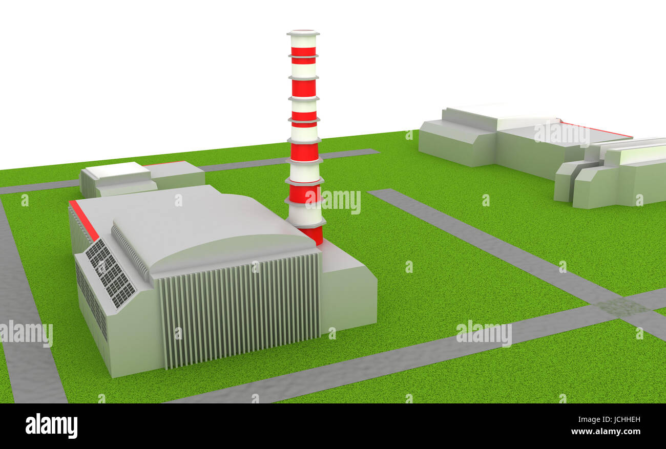 Illustration of Power station isolated on white Stock Photo - Alamy