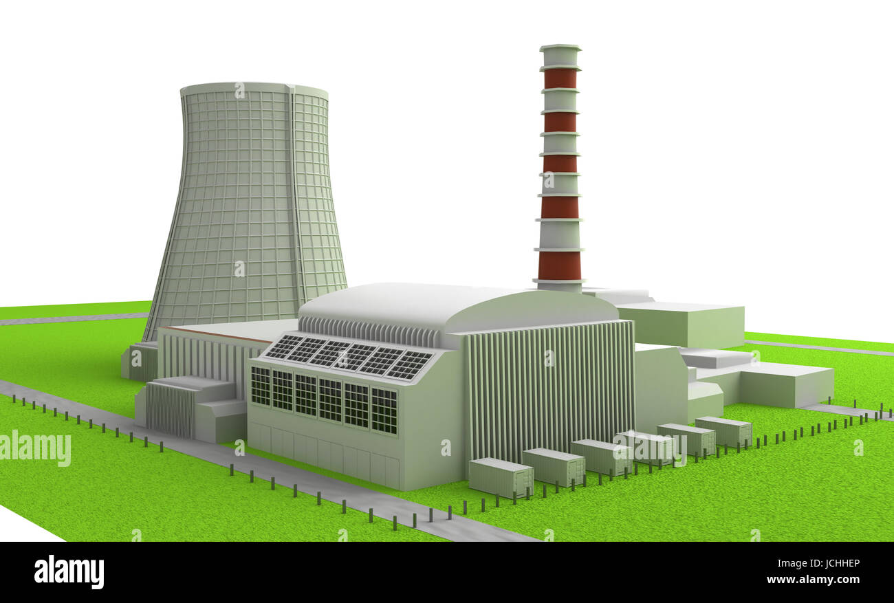 Illustration of Power station isolated on white Stock Photo - Alamy