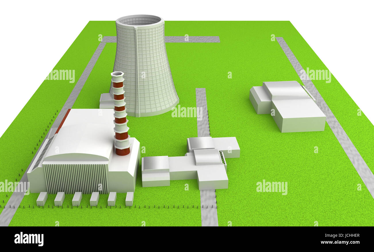Illustration of Power station isolated on white Stock Photo - Alamy