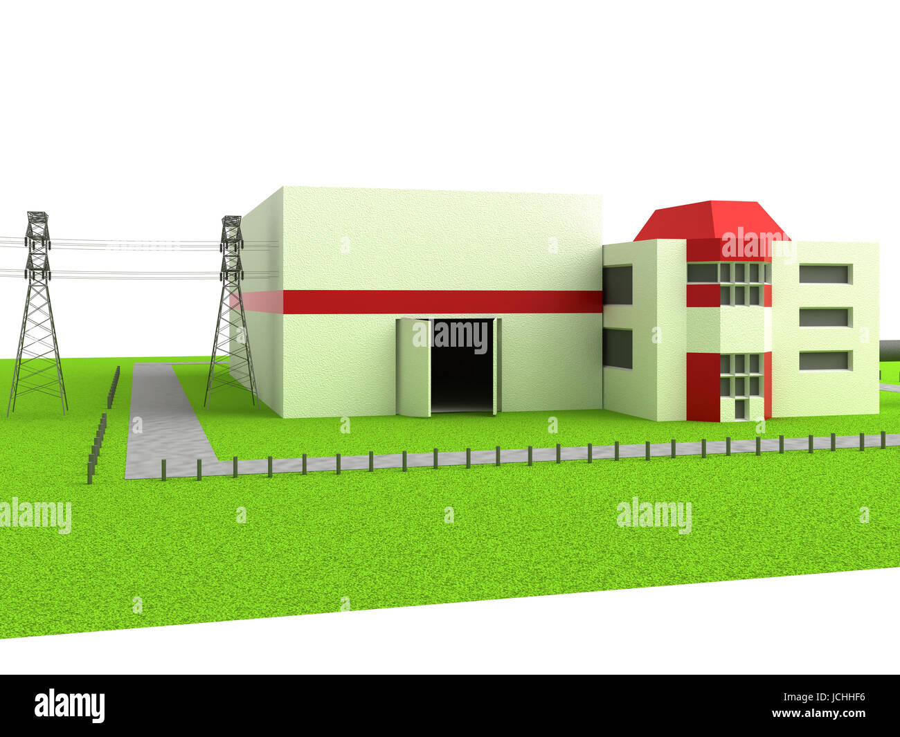 Illustration of Power station isolated on white Stock Photo - Alamy