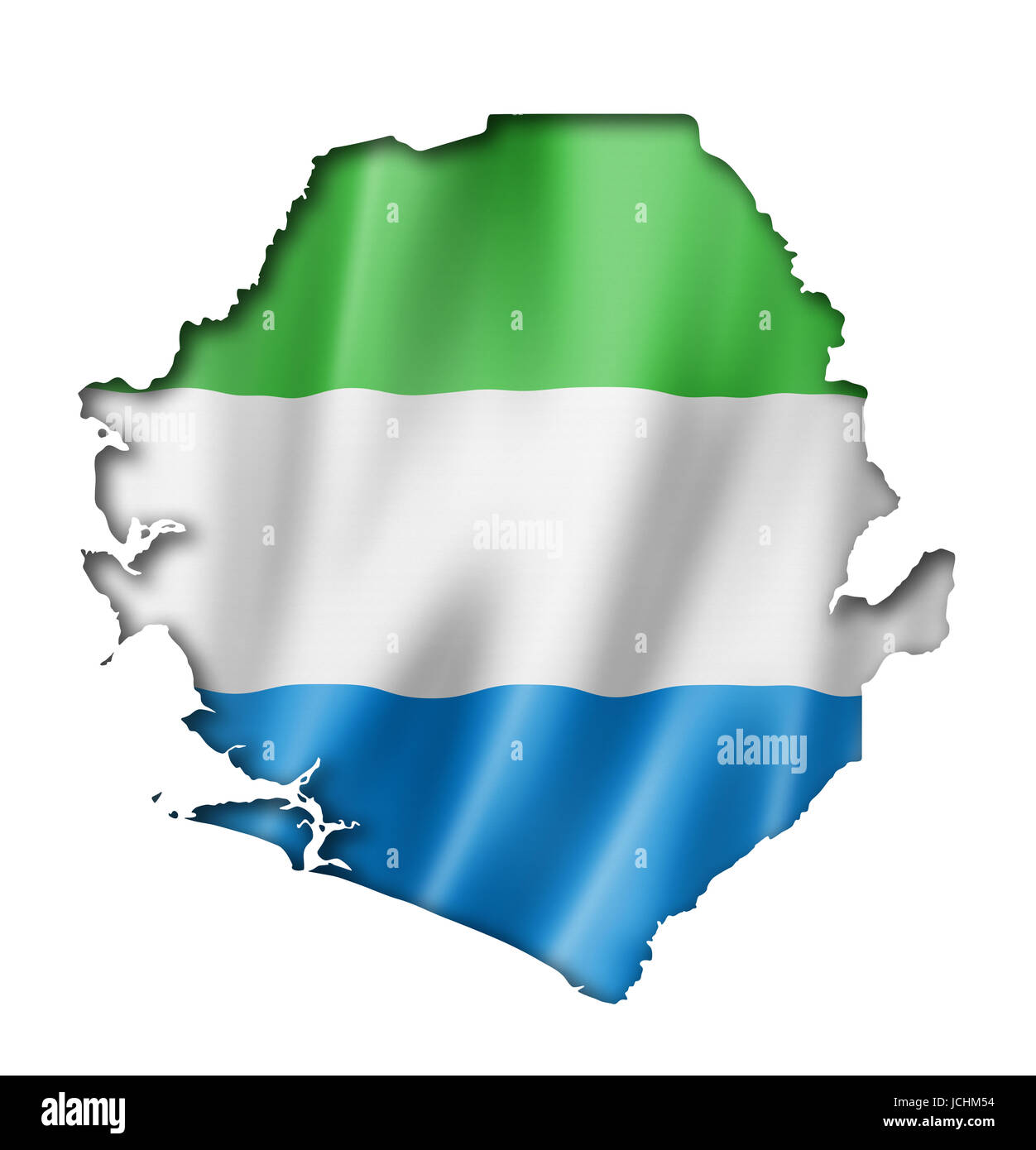 Sierra Leone flag map, three dimensional render, isolated on white ...