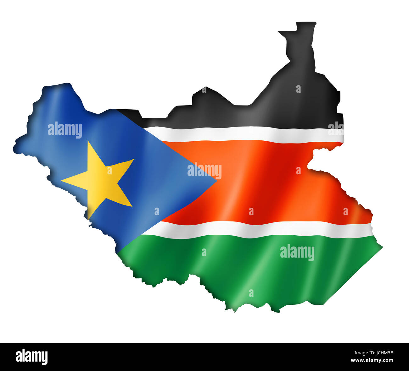 South Sudan flag map, three dimensional render, isolated on white Stock ...