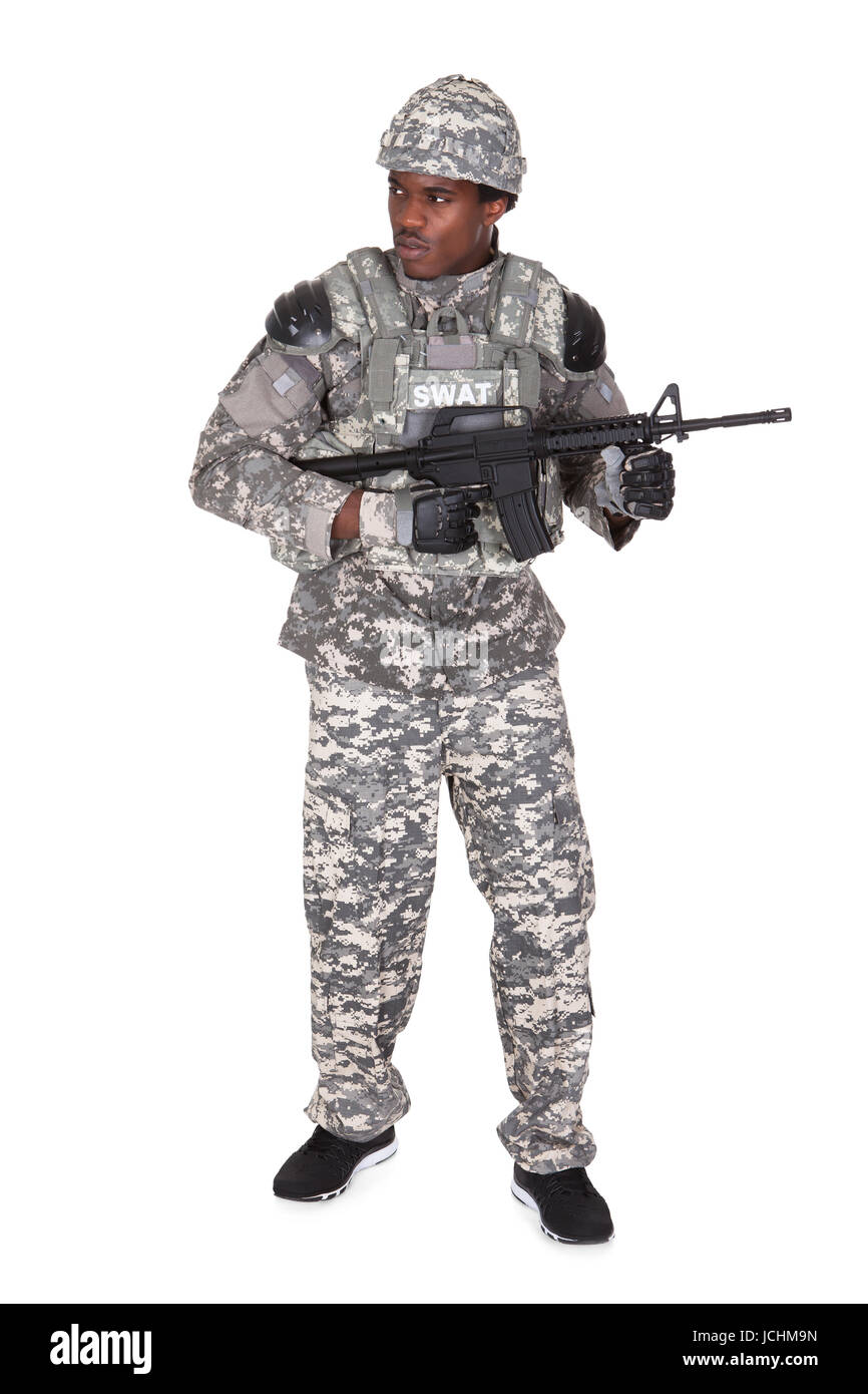African american soldier holding gun Cut Out Stock Images & Pictures ...