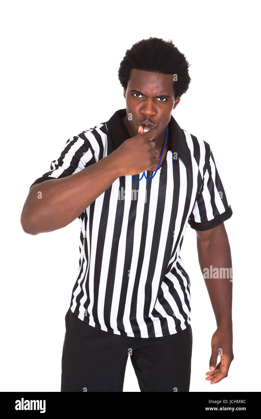 Portrait Of African Referee Isolated Over White Background Stock Photo ...