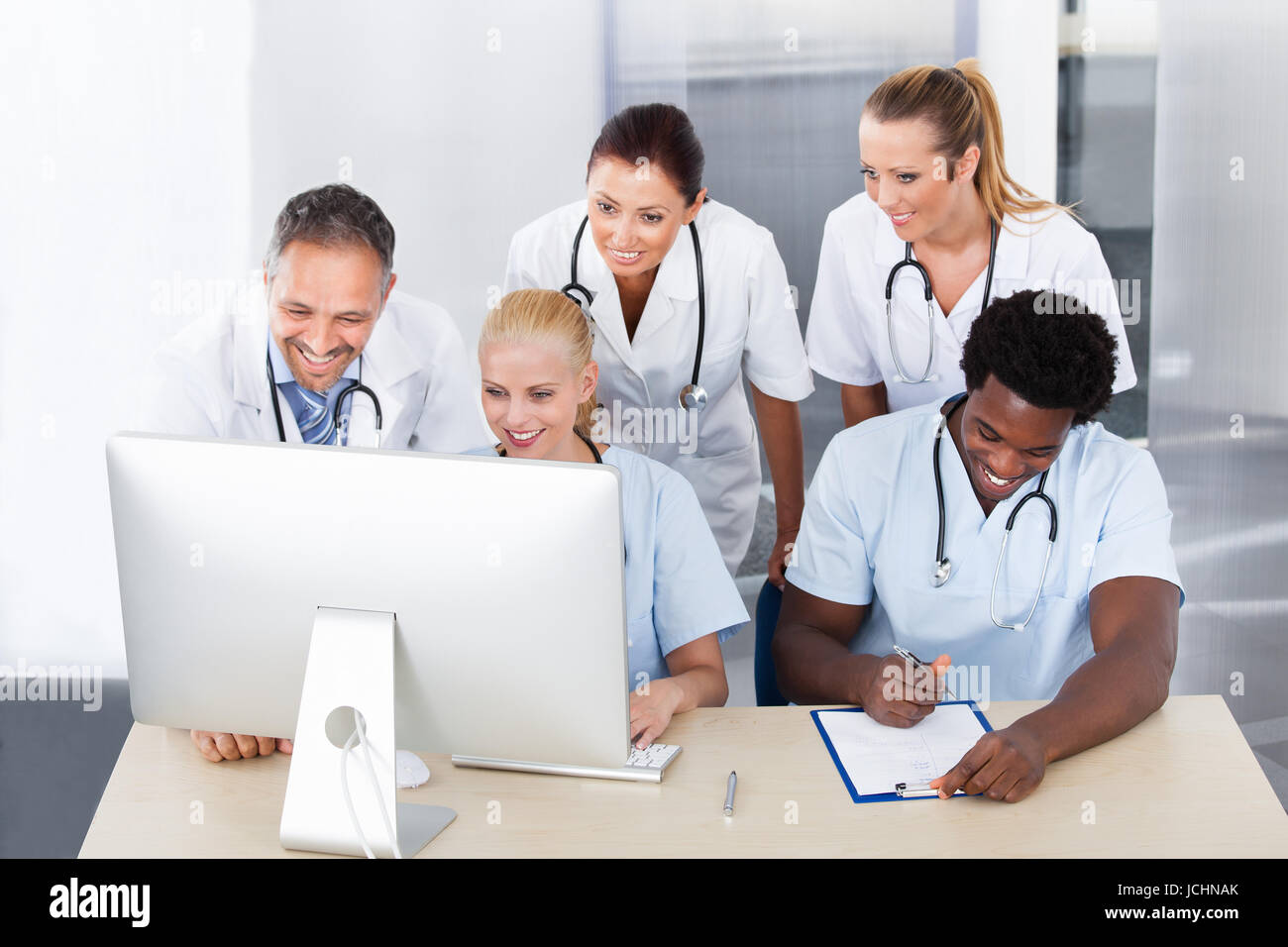 Portrait successful multiracial doctors hi-res stock photography and ...