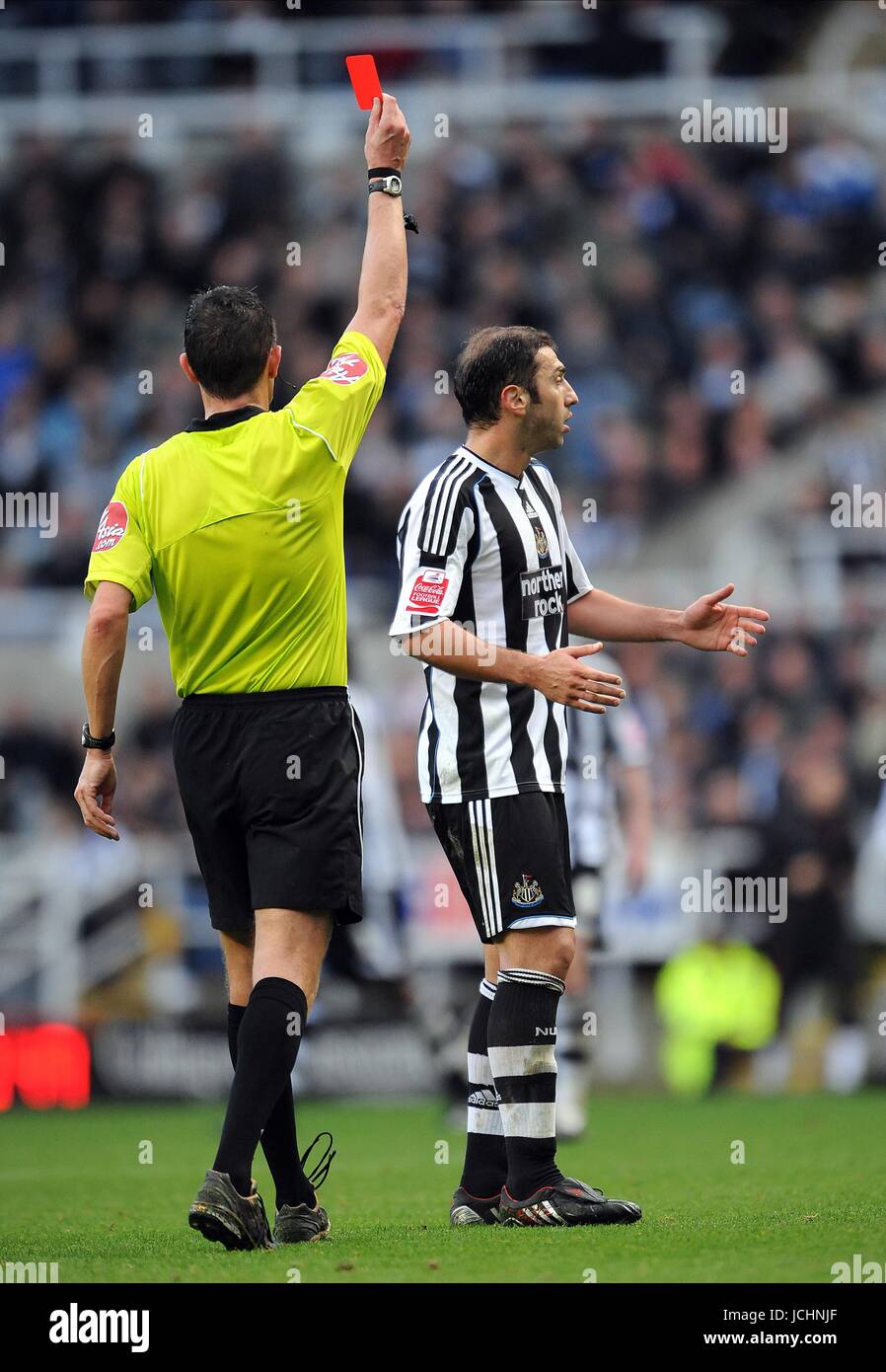 ZURAB KHIZANISHVILI SENT OFF BY DARREN DEADMAN NEWCASTLE V DONCASTER ...