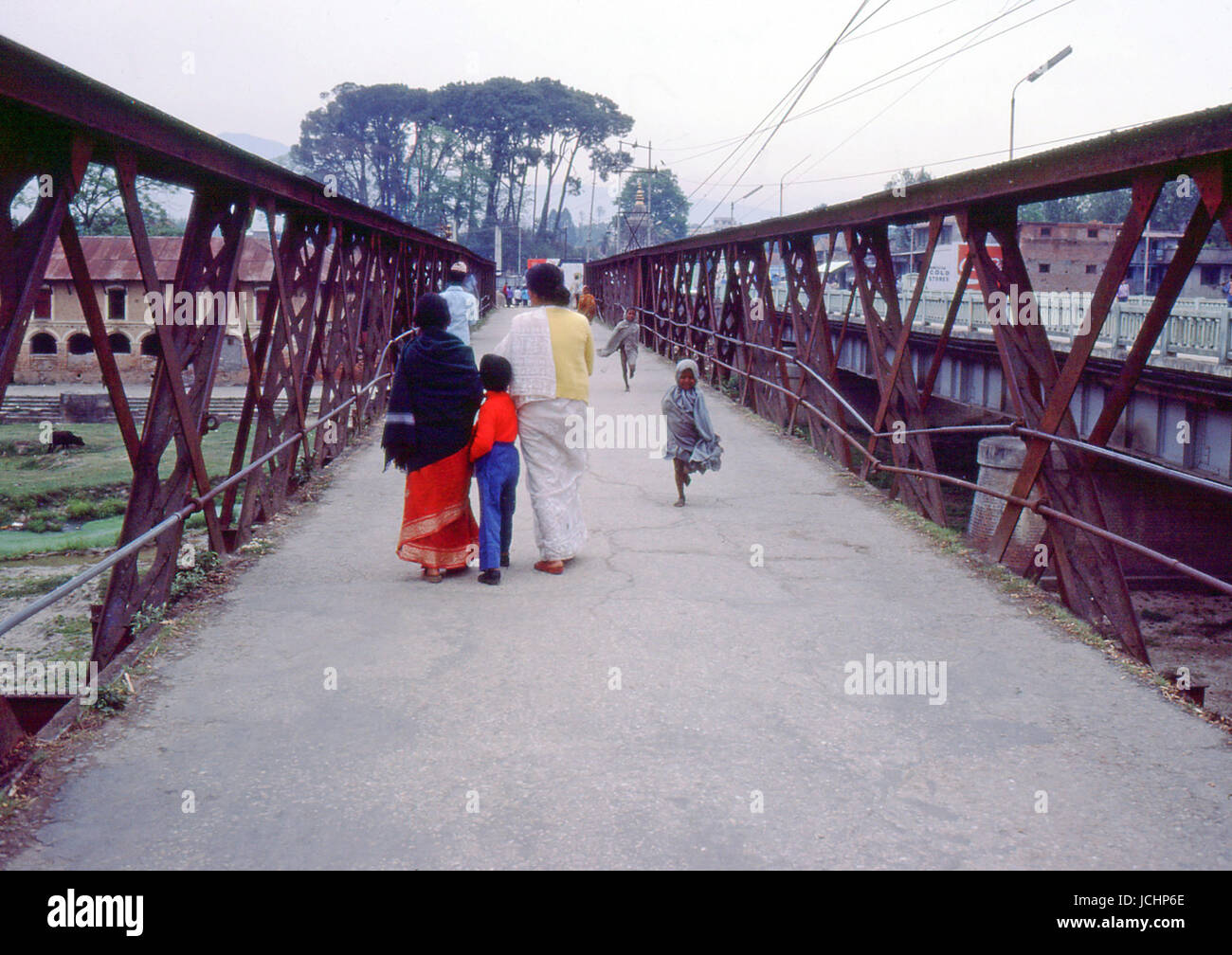 Reportage Nepal 1980. Katmandu, Bagmati river bridge Stock Photo - Alamy