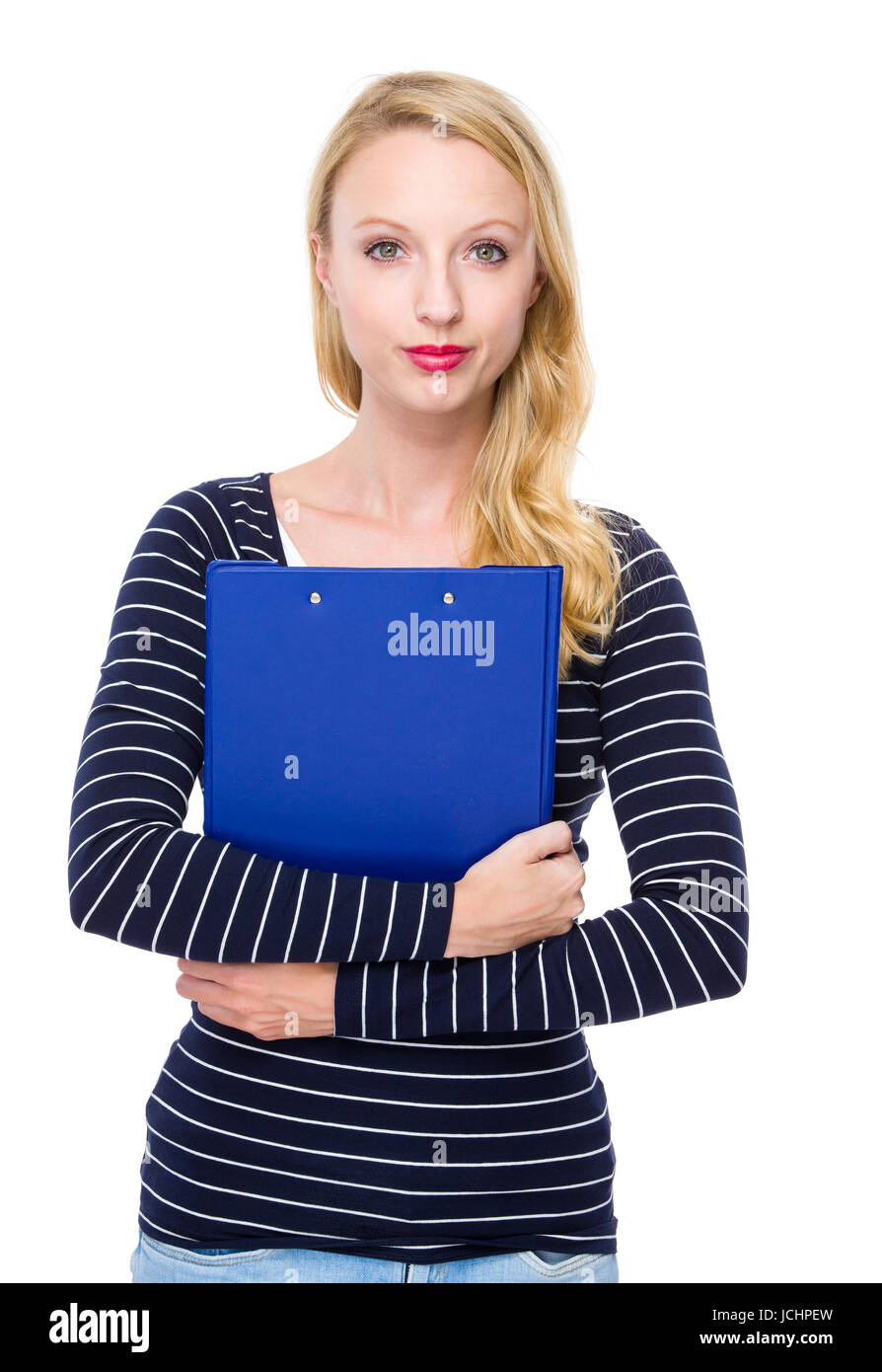 Woman with clipboard Stock Photo - Alamy