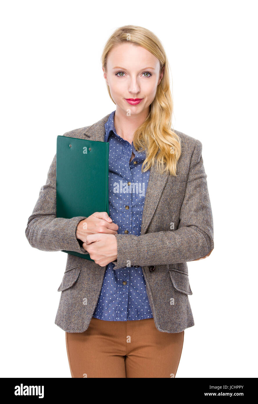 Young woman with clipboard Stock Photo - Alamy