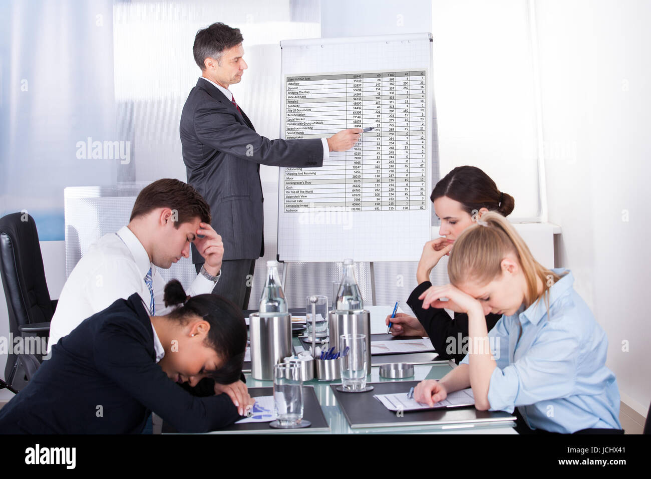 Bored Businesspeople At Presentation With Colleagues In Office Stock ...