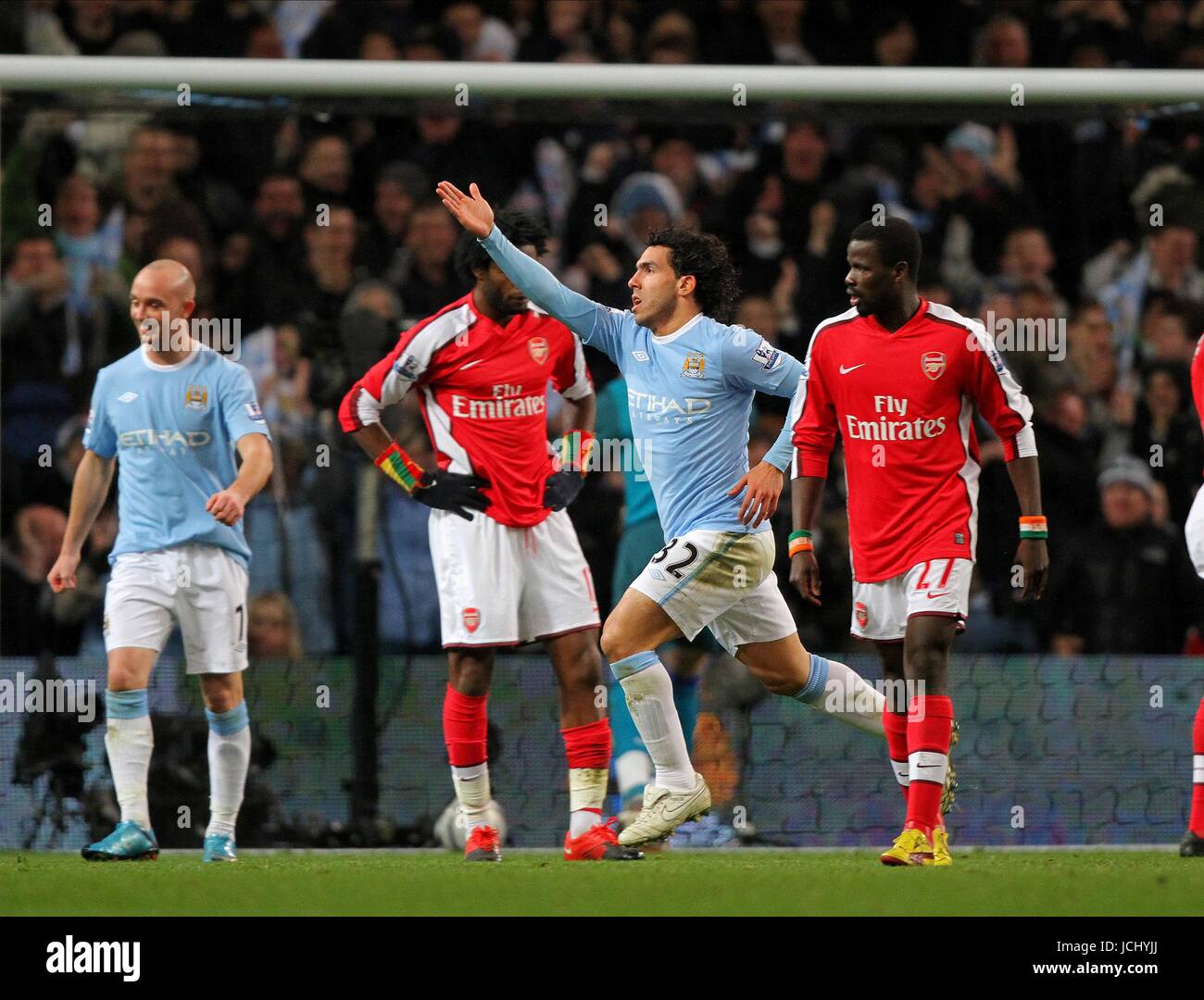 CARLOS TEVEZ CELEBRATES MANCHESTER CITY V ARSENAL MANCHESTER CITY V ...