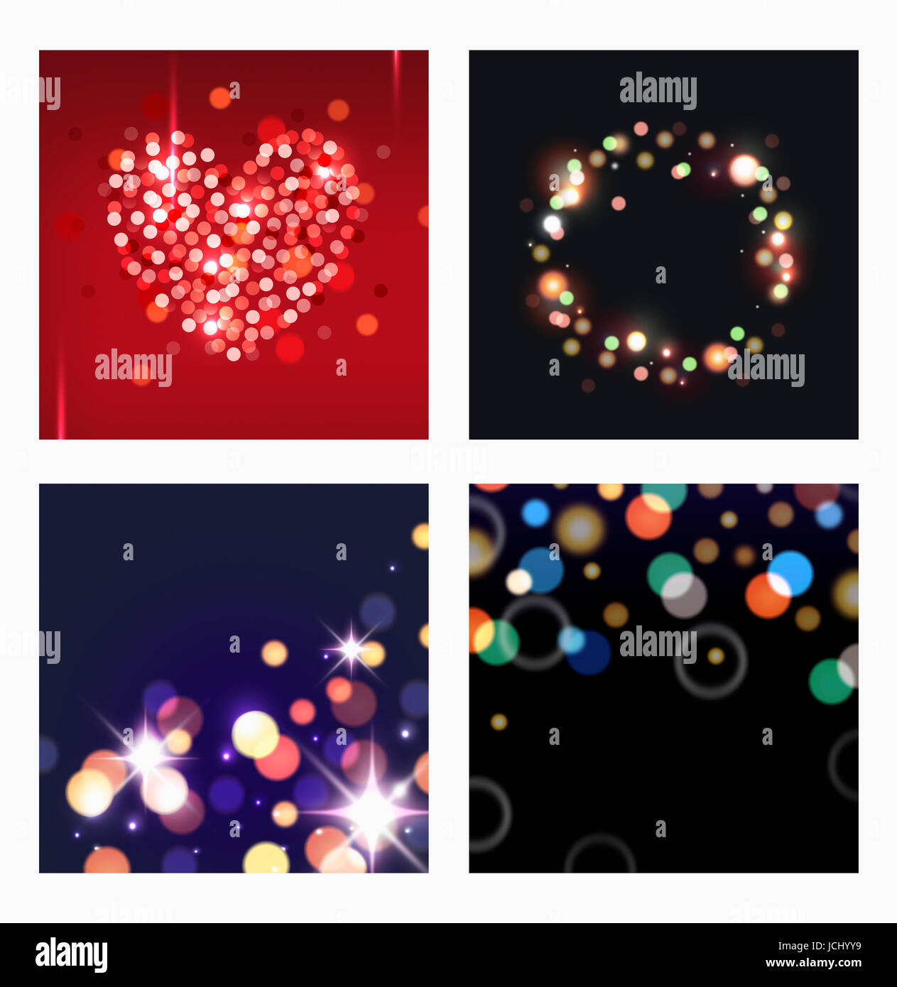 Cards with light effects of circles and glitters Stock Photo - Alamy