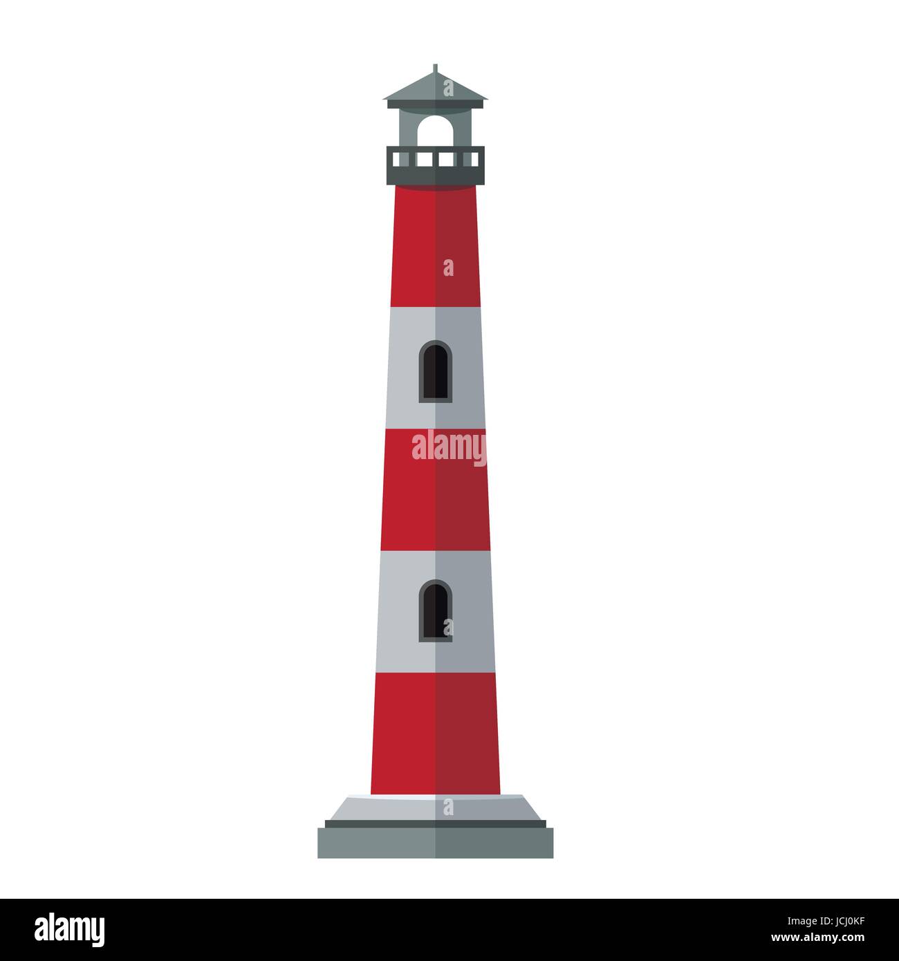 Vector cartoon flat and solid color lighthouses. Searchlight tower ...