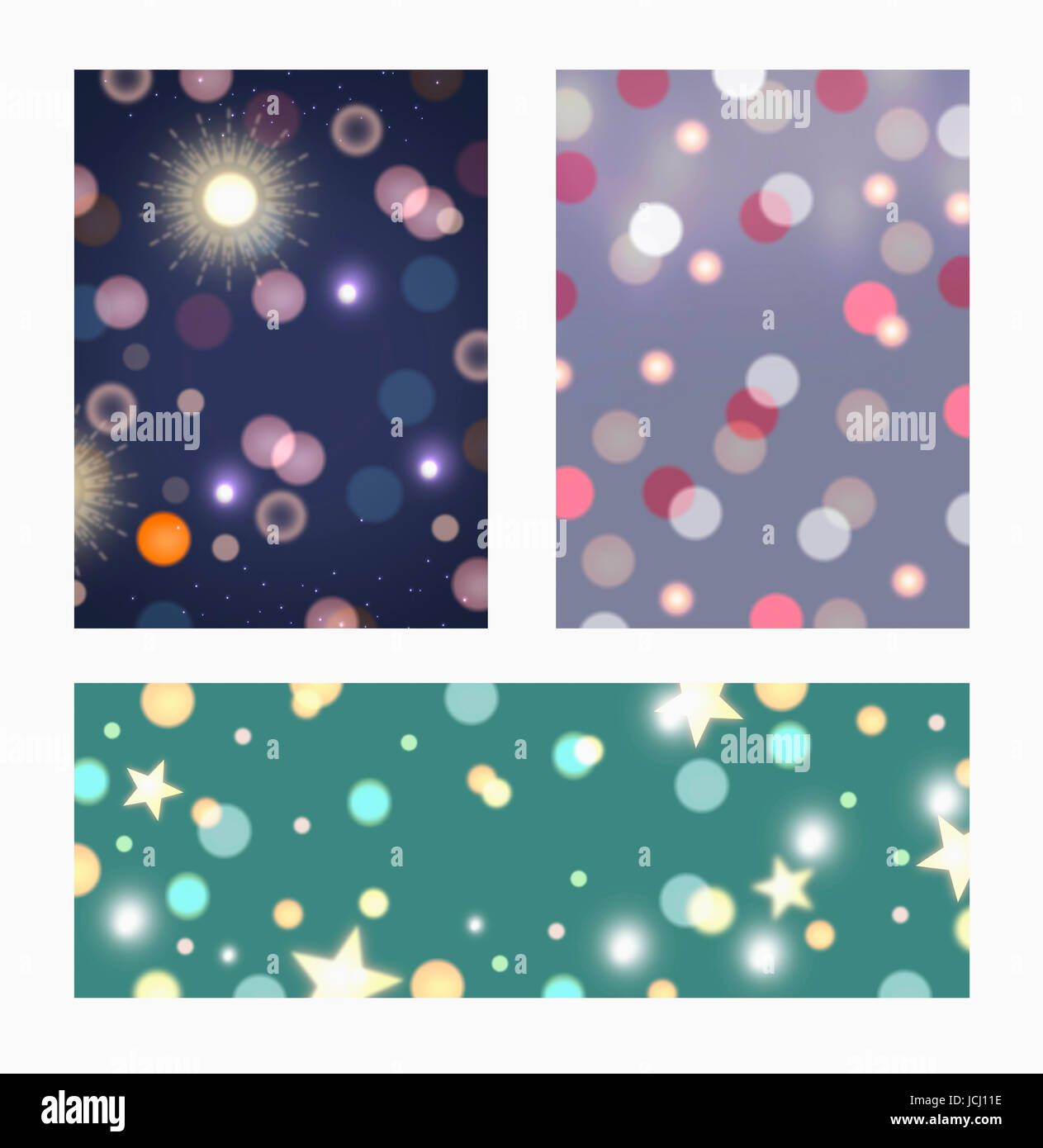 Cards with light effects of circles and stars Stock Photo - Alamy