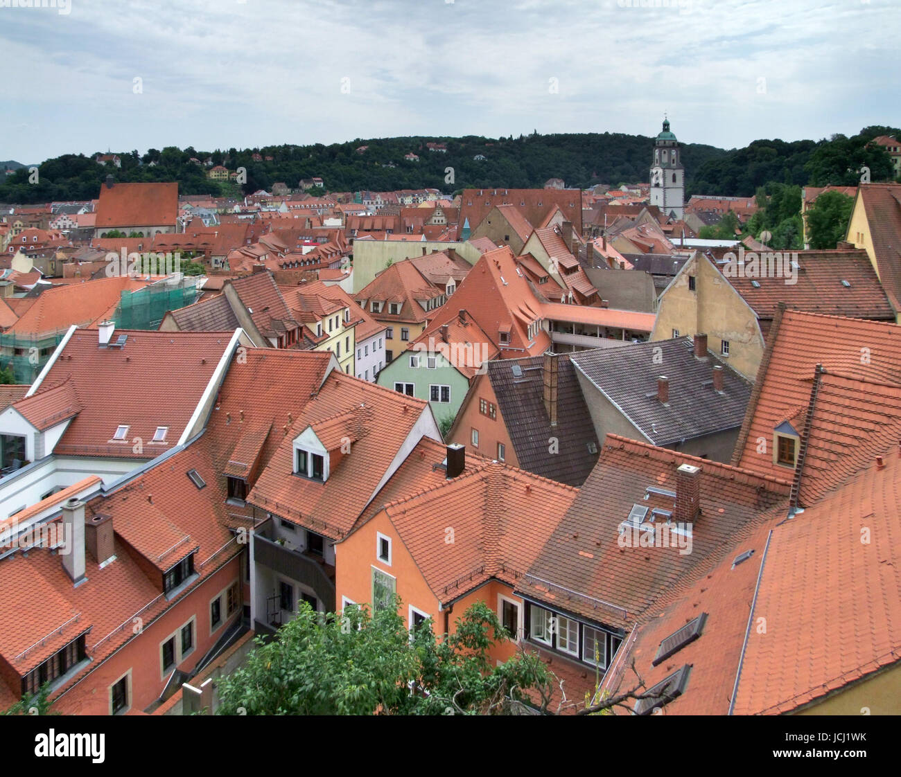 high angle roof scenery of a city in Saxony named Meissen (Germany ...